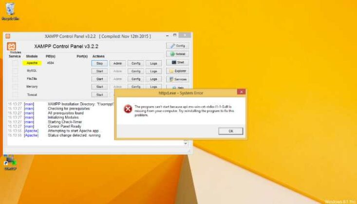 Xampp Quick Fix For Api Ms Win Crt Runtime L1 1 0dll Is Missing